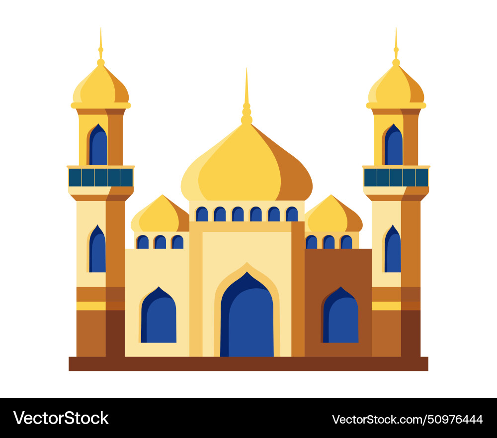 Islamic mosque with a golden dome and minaret Vector Image