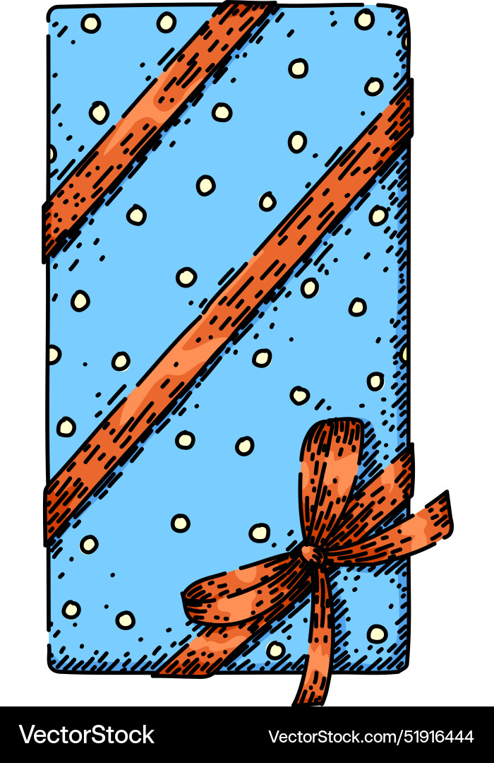 Present gift box top view sketch hand drawn Vector Image