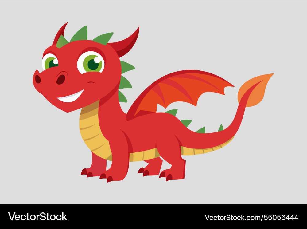 Red dragon cartoon Royalty Free Vector Image - VectorStock