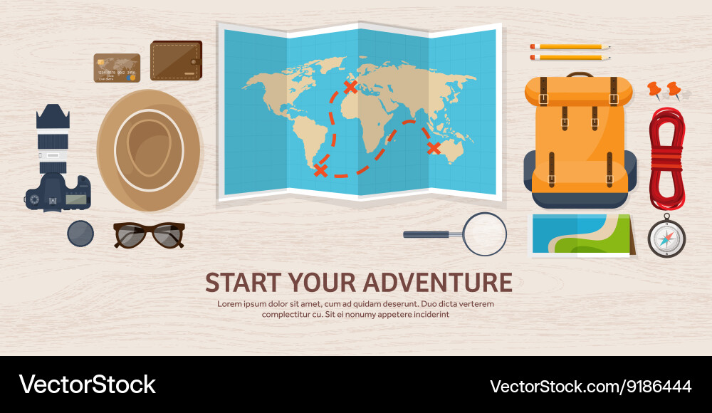 Travel and tourism flat style world earth map Vector Image