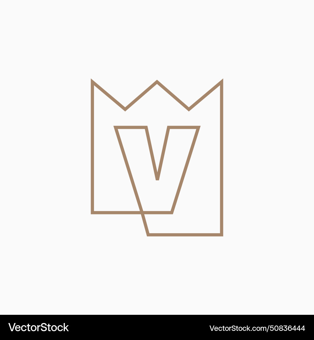 V letter king crown logo icon Royalty Free Vector Image