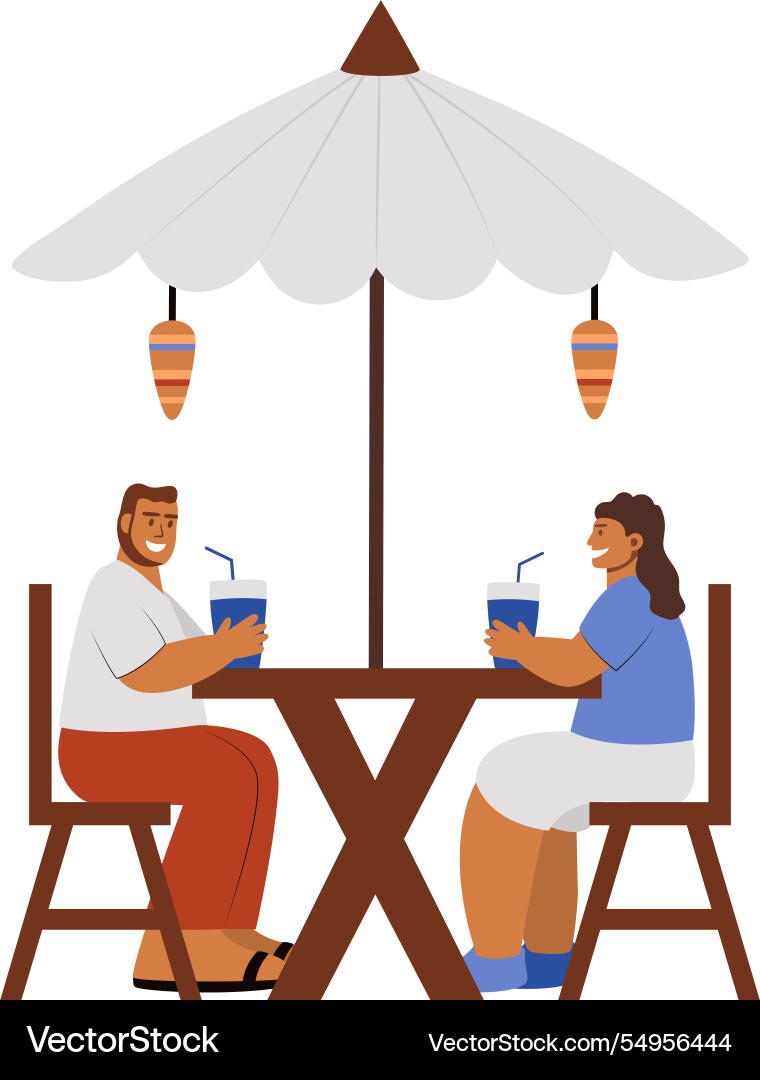 Weba flat of two characters sitting Royalty Free Vector