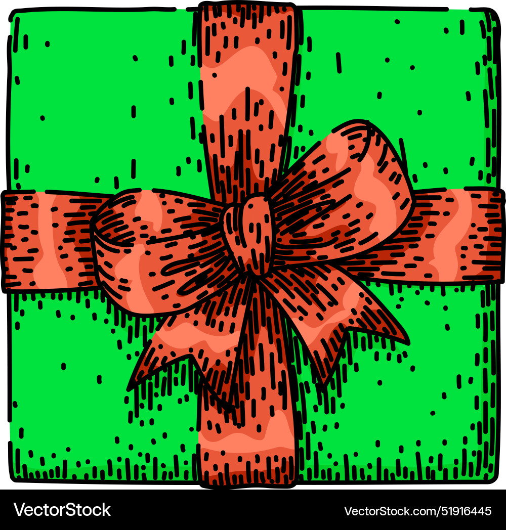 Card gift box top view sketch hand drawn Vector Image