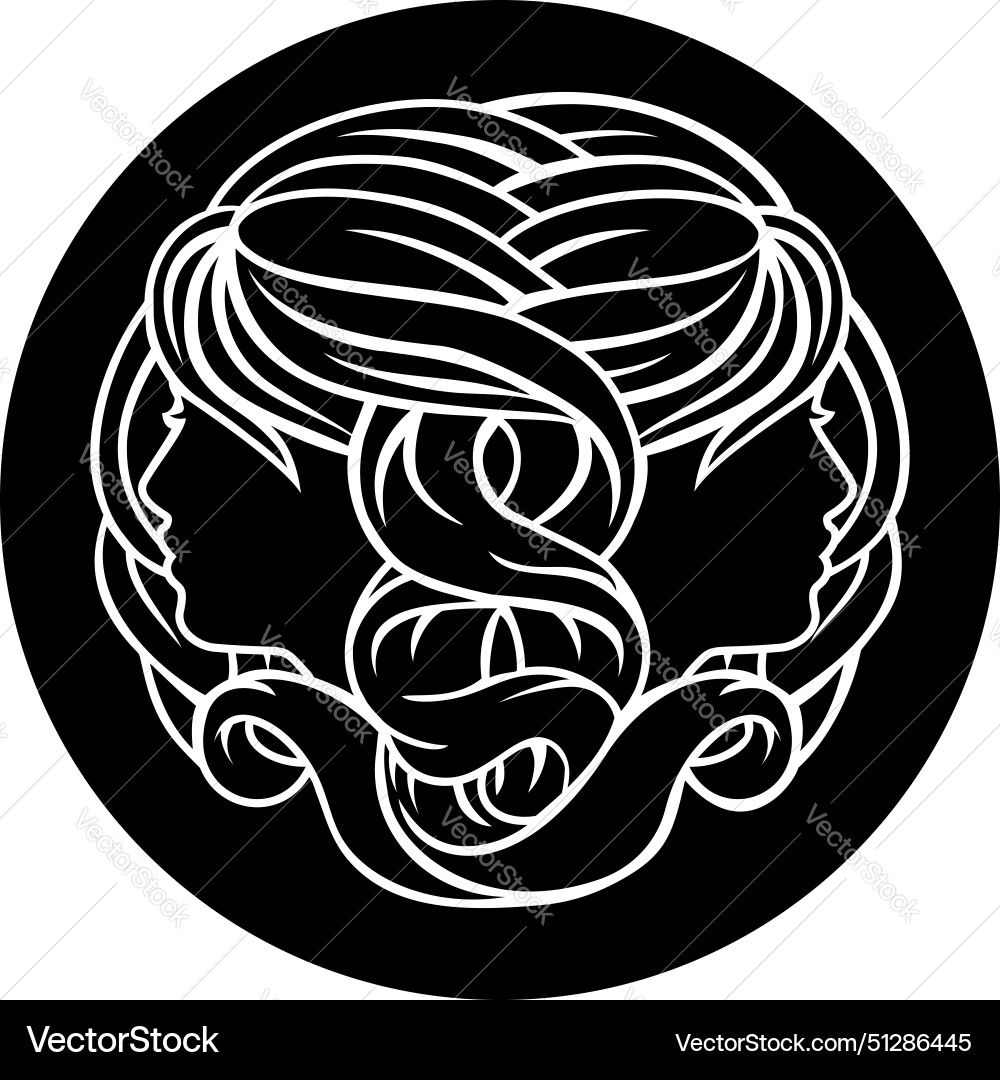 Gemini twins zodiac sign Royalty Free Vector Image