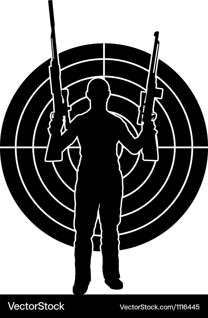 Man and target stencil Royalty Free Vector Image