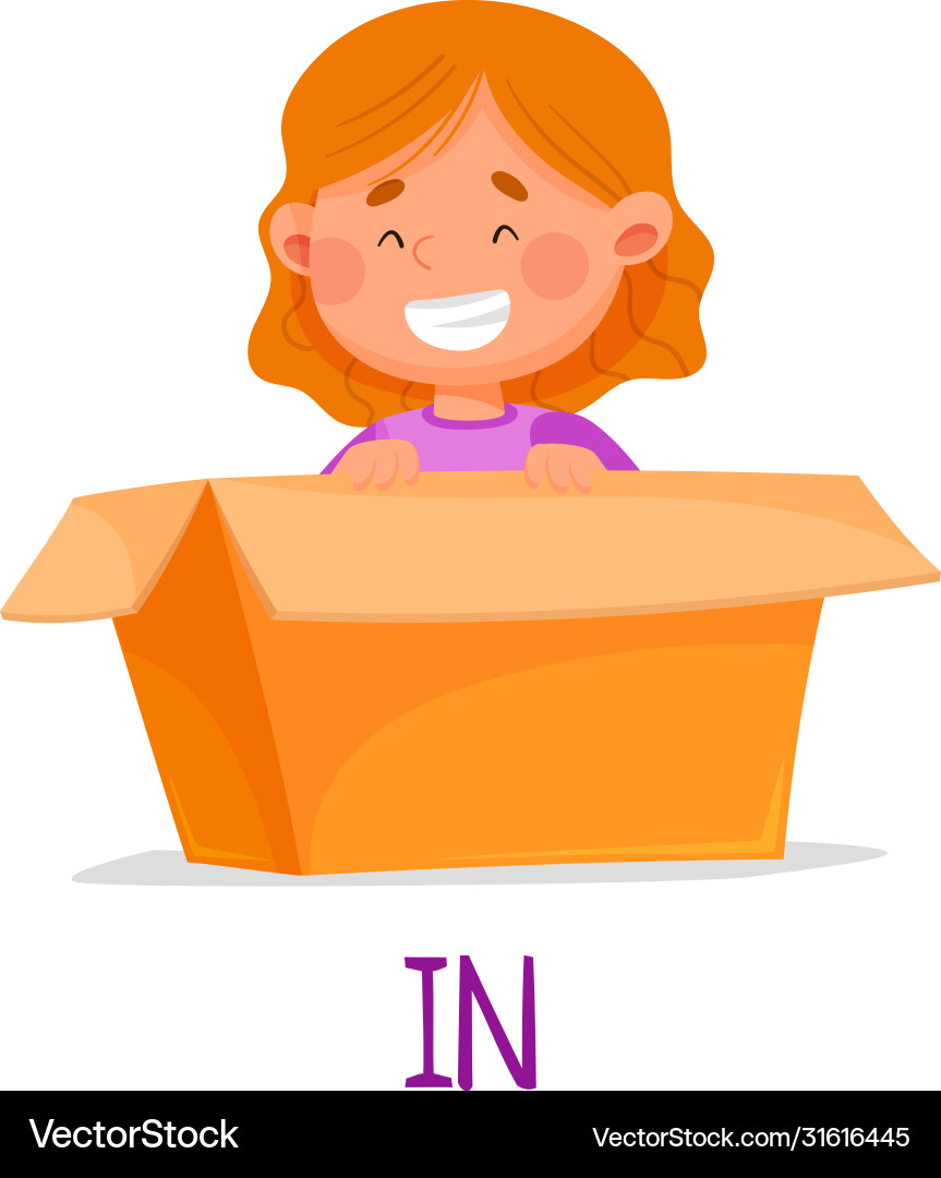 Red-Haired Girl in a Cardboard Box Royalty Free Vector Image