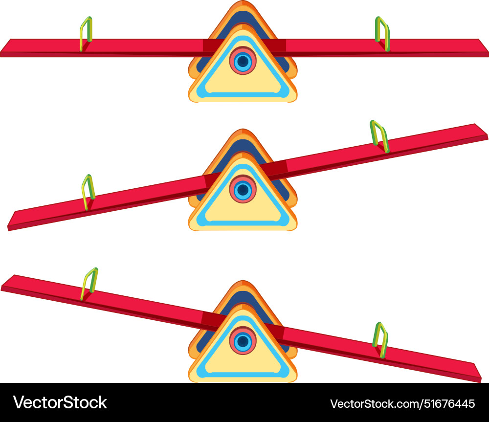 Three seesaws in vibrant colors and design Vector Image