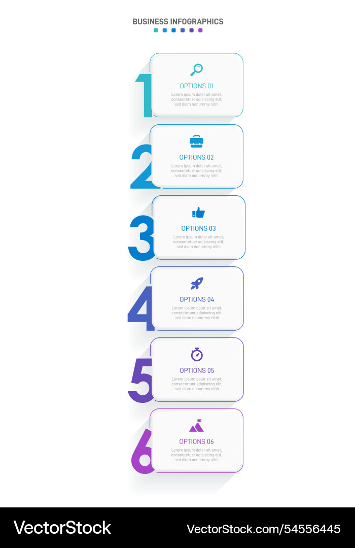 Vertical progress bar featuring 6 arrow-shaped Vector Image