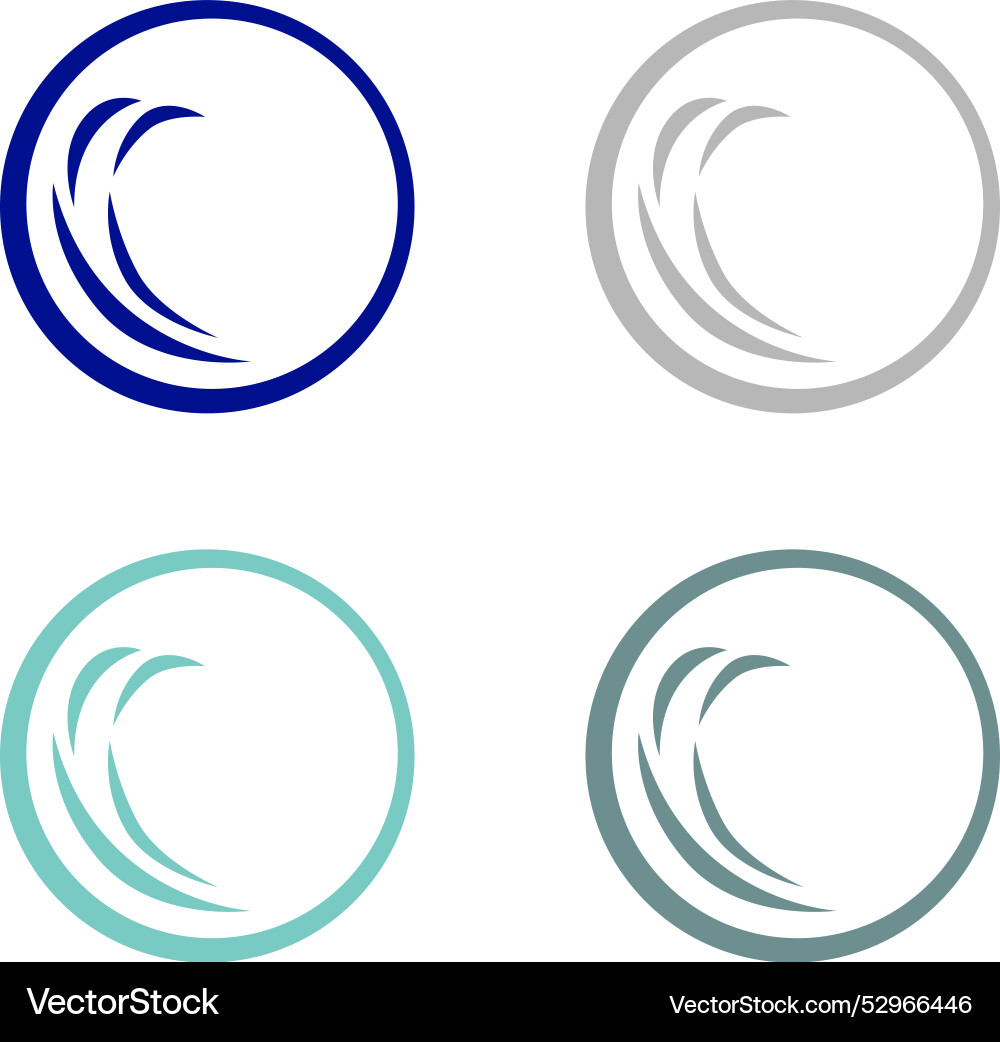 Blue wave in circle sign symbol logo Royalty Free Vector