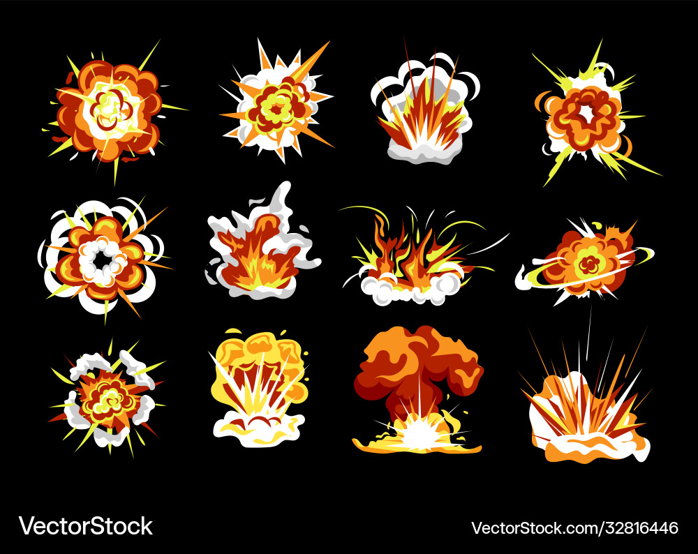 Bomb explosion set Royalty Free Vector Image - VectorStock