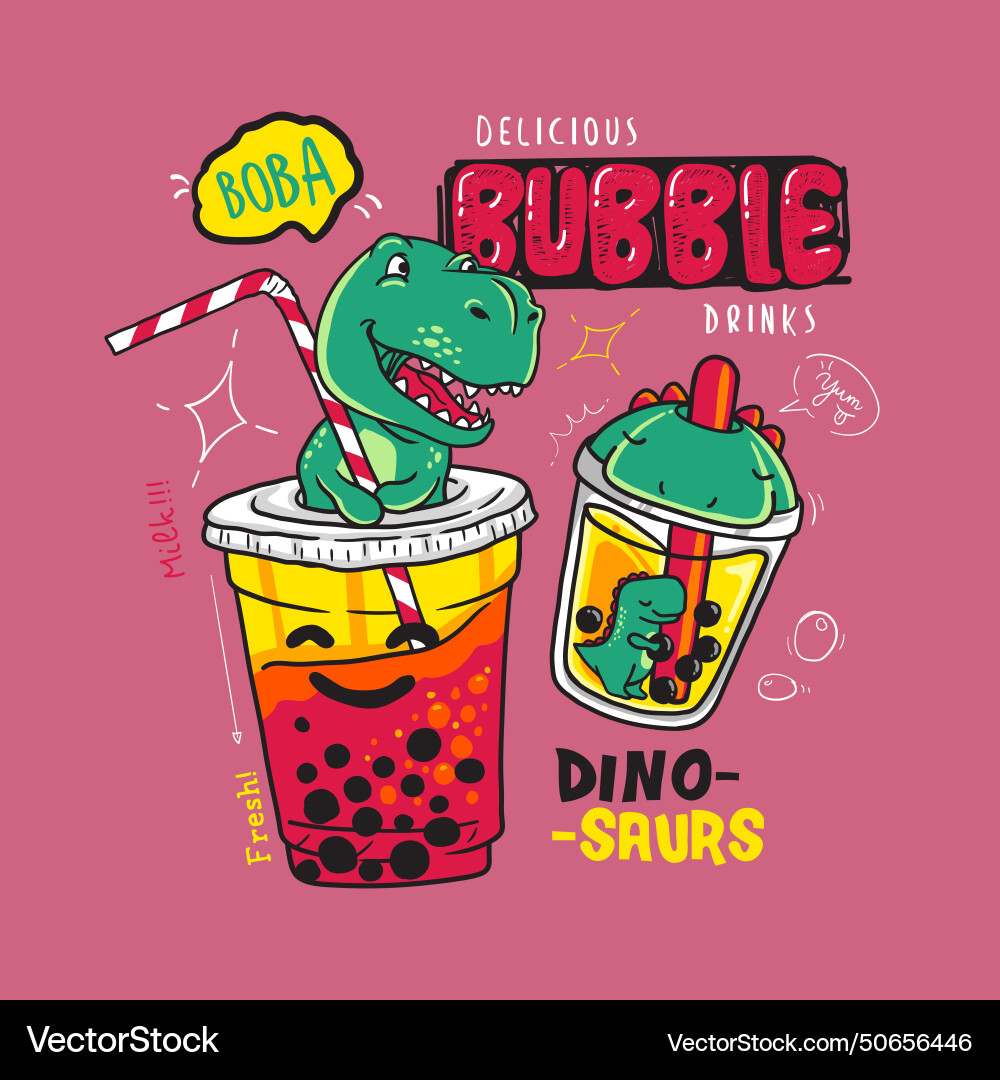 Bubble tea banner poster with fruits Royalty Free Vector