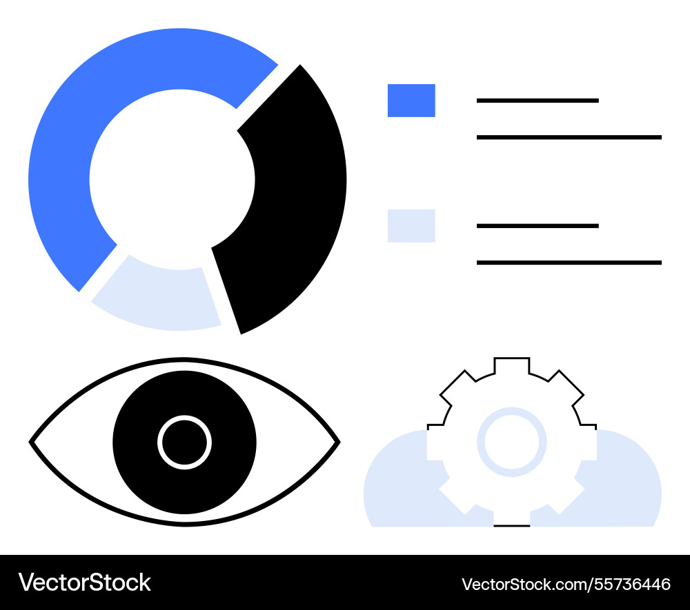 Data analysis concept with pie chart eye symbol Vector Image