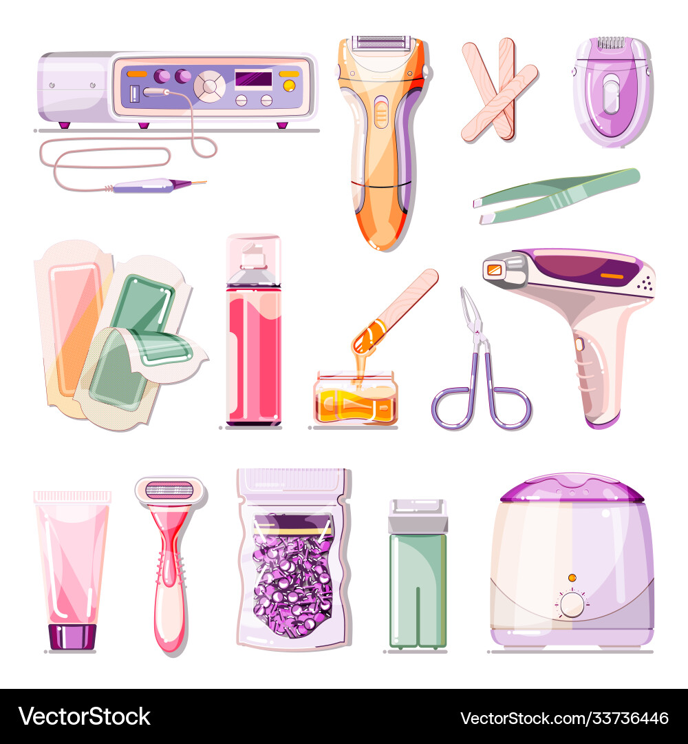 Hair removal methods cartoon Royalty Free Vector Image