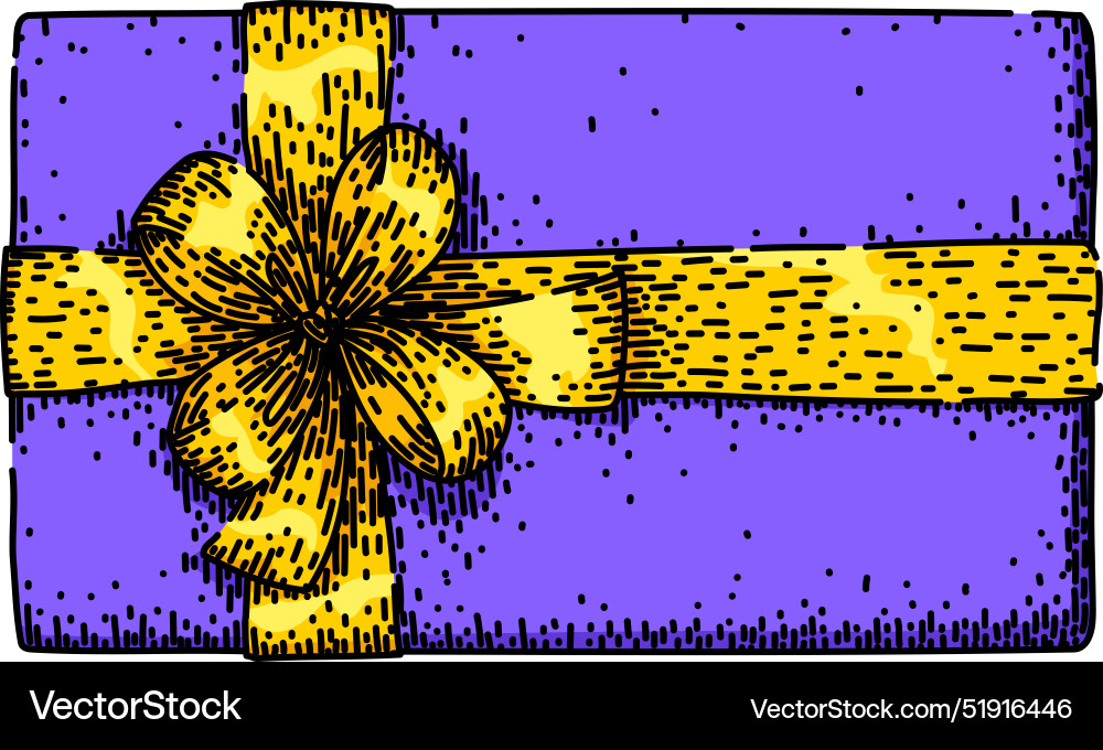 Holiday gift box top view sketch hand drawn Vector Image