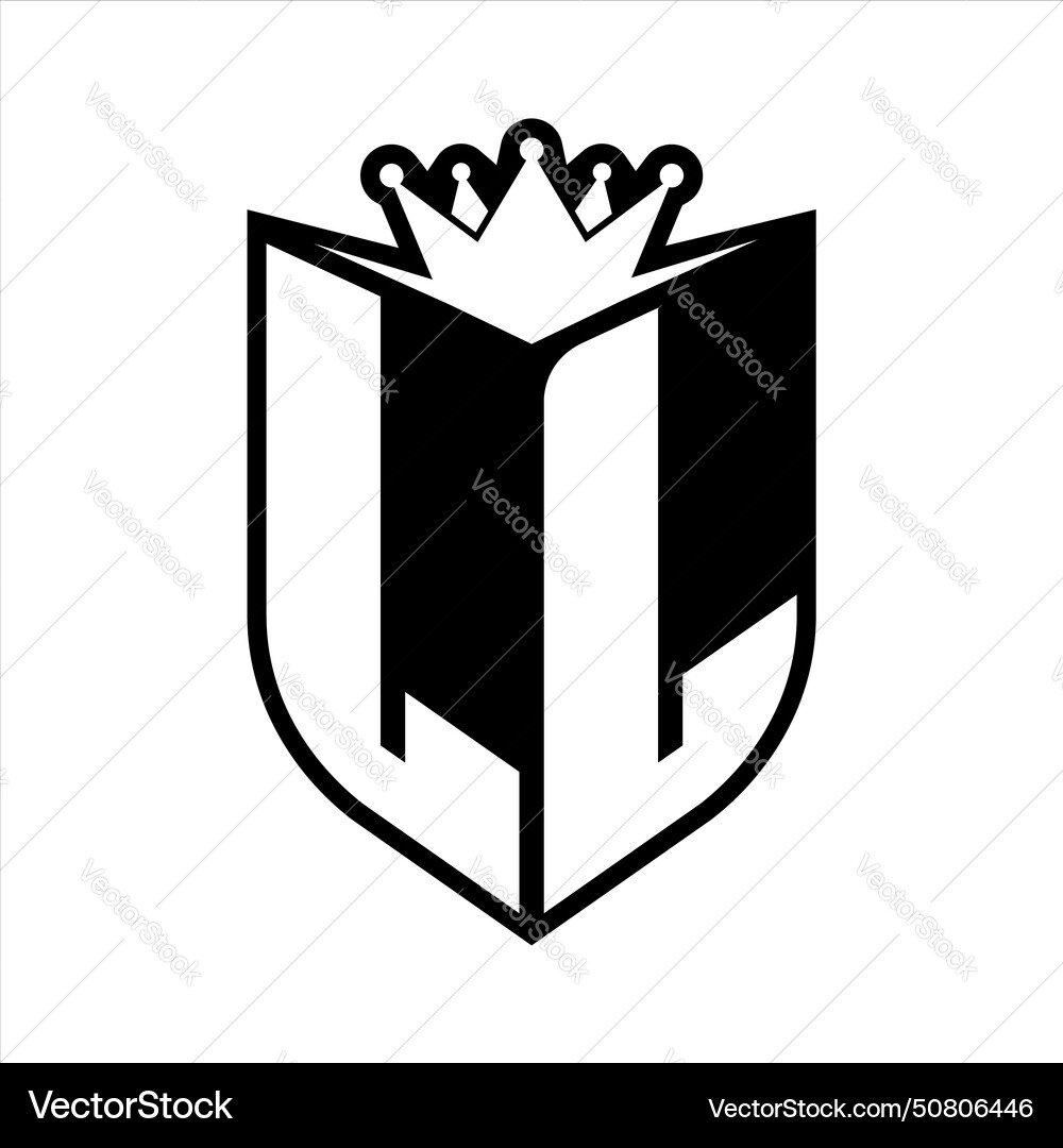 Ll letter bold monogram with shield shape Vector Image