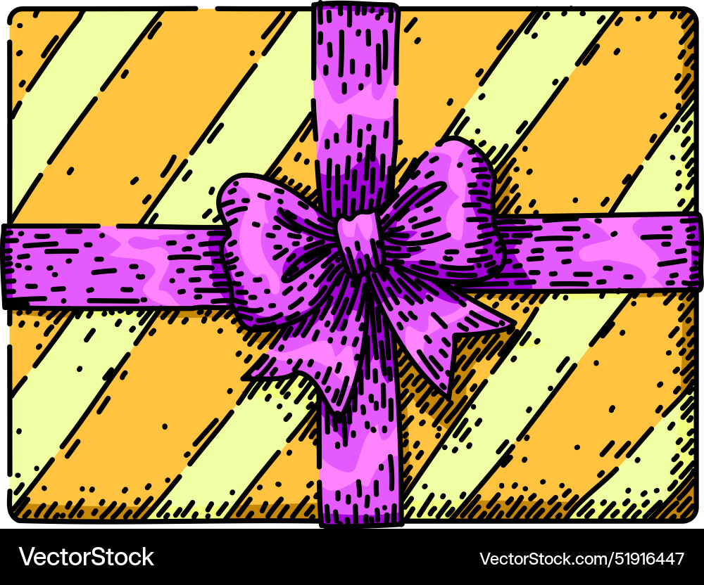Birthday gift box top view sketch hand drawn Vector Image