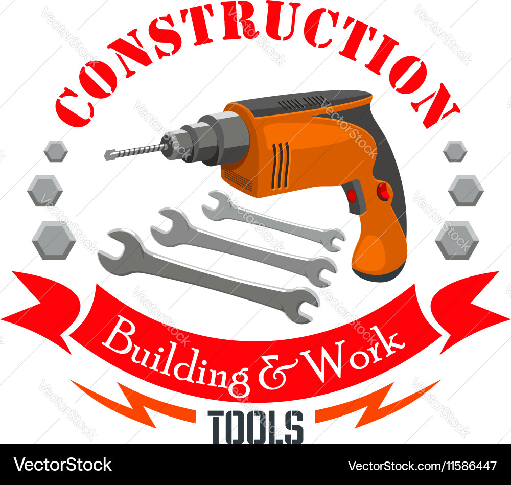 Construction building work tools sign Royalty Free Vector