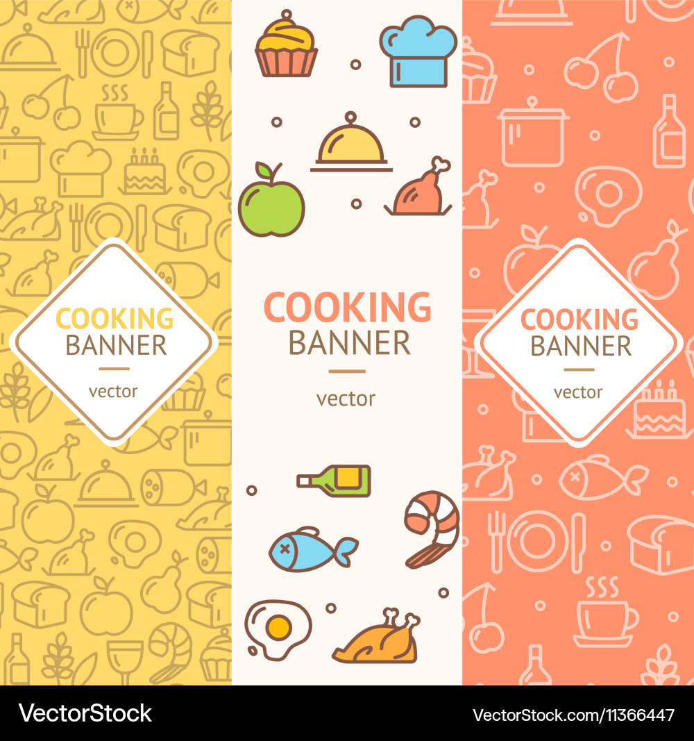 Cooking banner flyer vertical set Royalty Free Vector Image