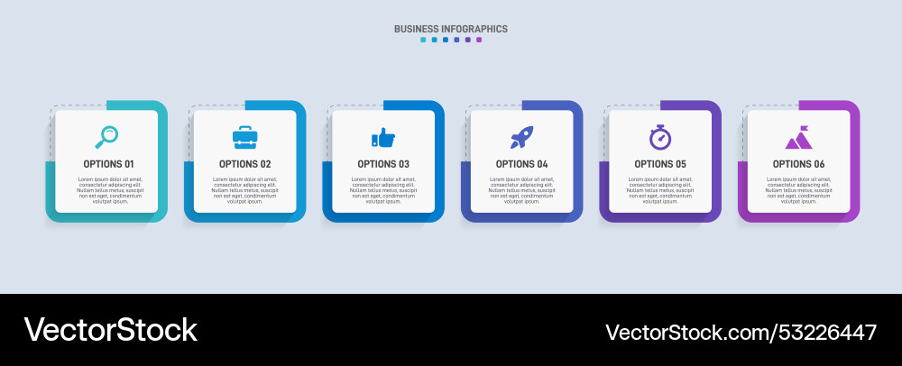Horizontal progress bar featuring 6 arrow-shaped Vector Image