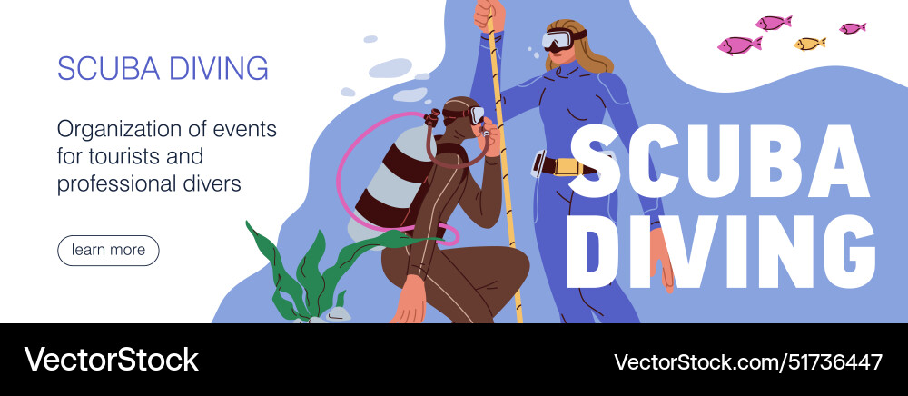 Scuba diving web-site banner design divers club Vector Image