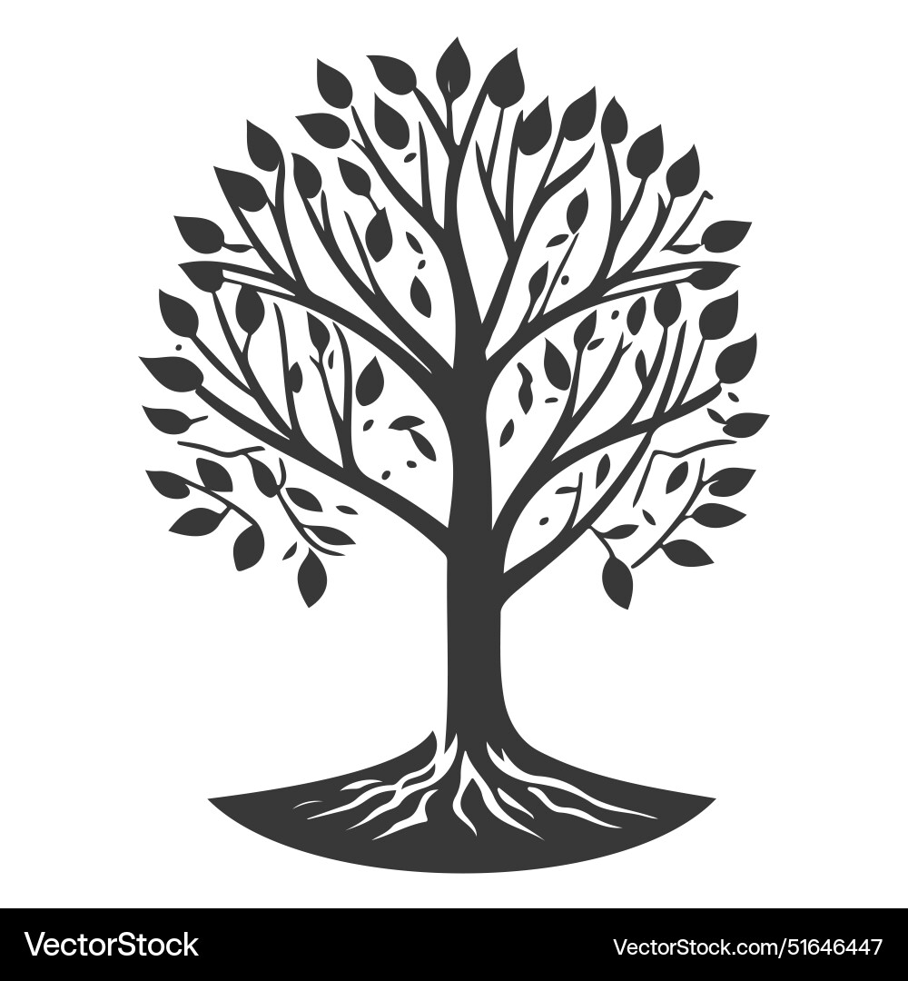 Tree floral grey Royalty Free Vector Image - VectorStock