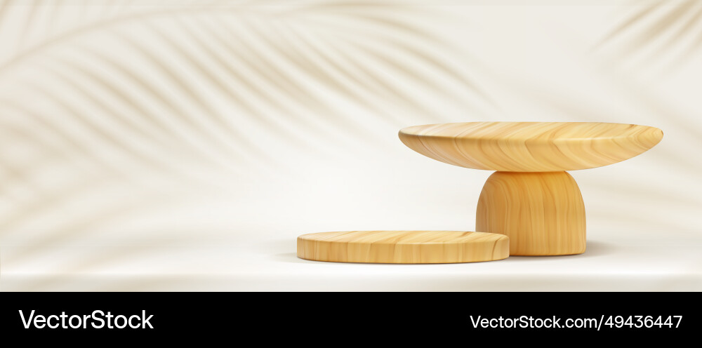 Wooden platforms on beige wall background Vector Image