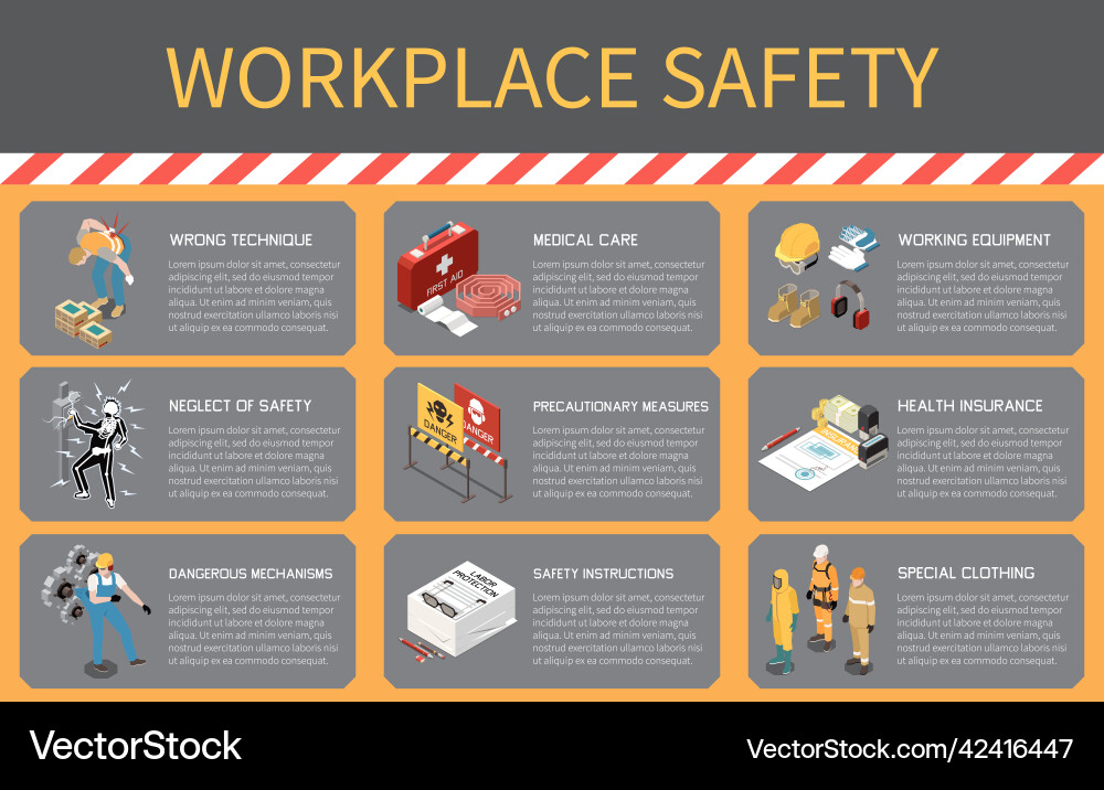 Workplace safety infographics Royalty Free Vector Image