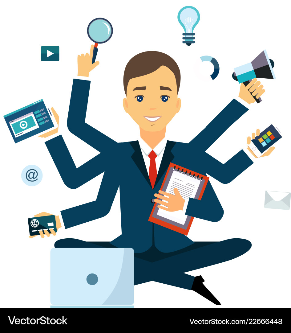 Businessman with multitasking and multi skill Vector Image