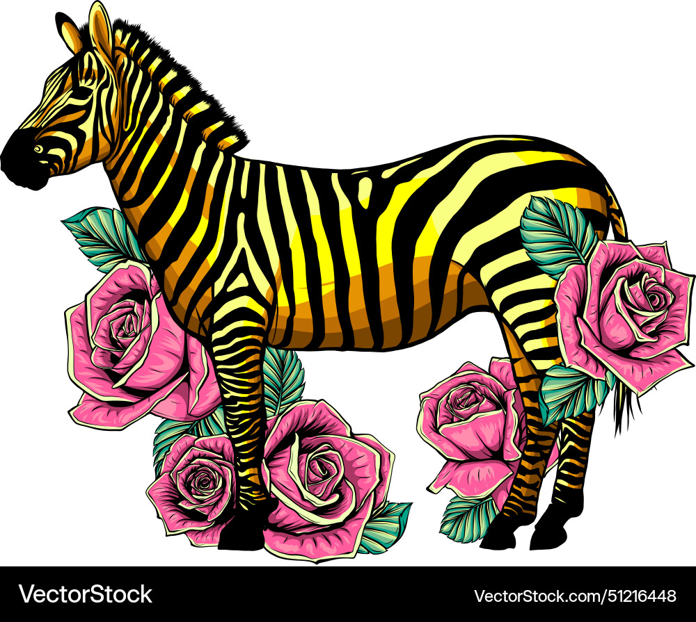 Colored zebra standing isolated on white Vector Image