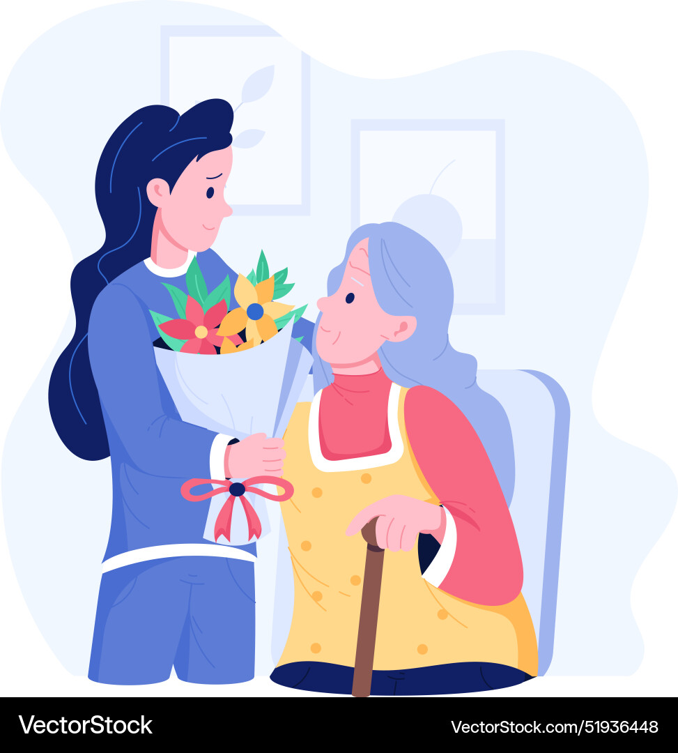 Giving flowers Royalty Free Vector Image - VectorStock