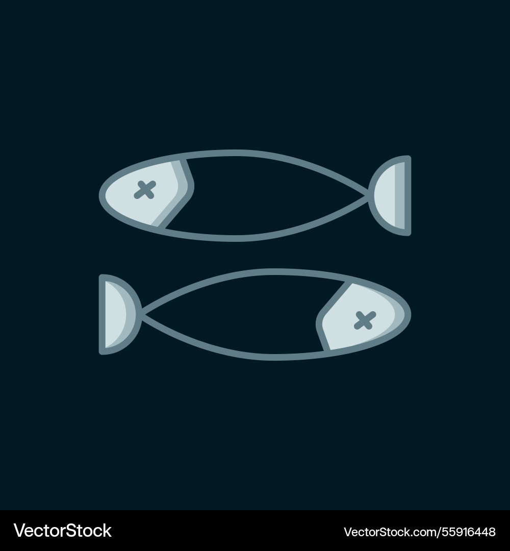 Line dried fish icon isolated on black background Vector Image