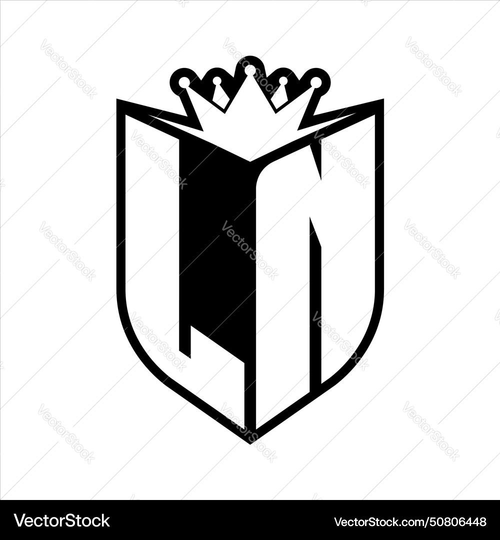 Ln letter bold monogram with shield shape Vector Image