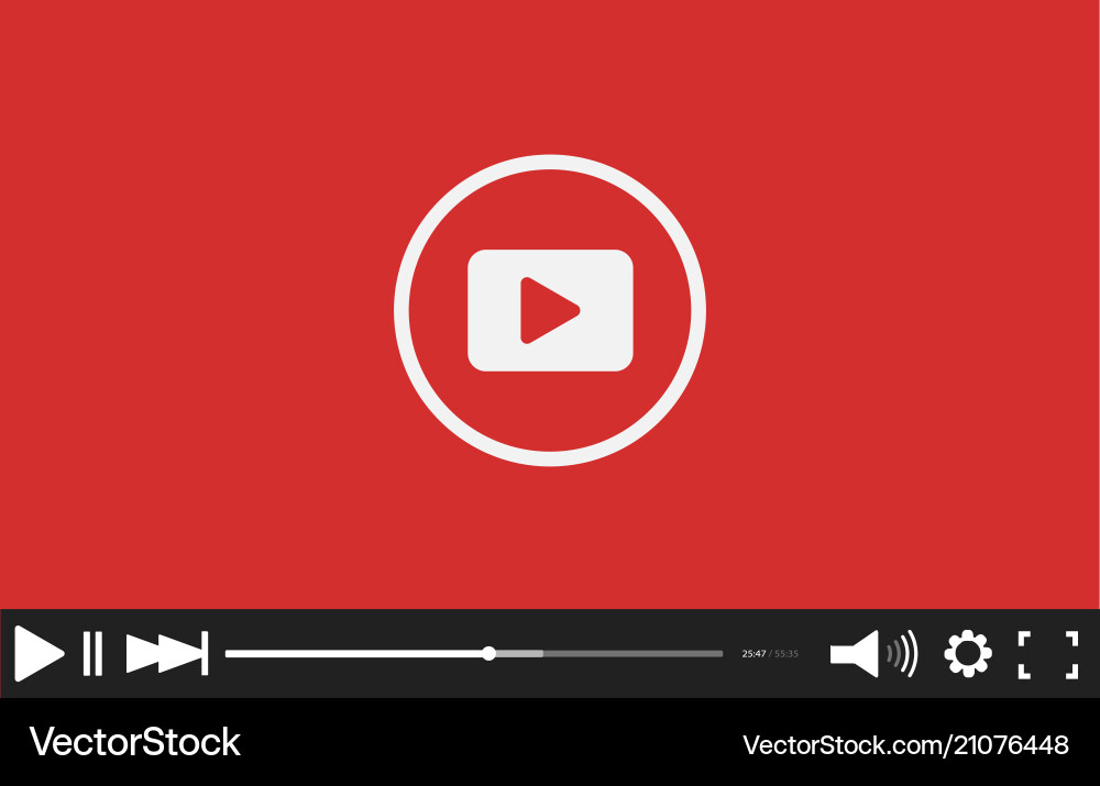 Red flat video player bar template for your design