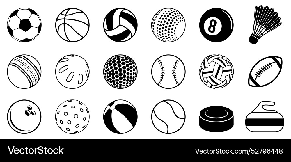 Sports Ball Silhouettes Royalty Free Vector Image