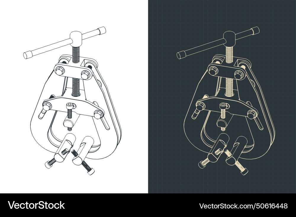 Tube welding clamp blueprints Royalty Free Vector Image
