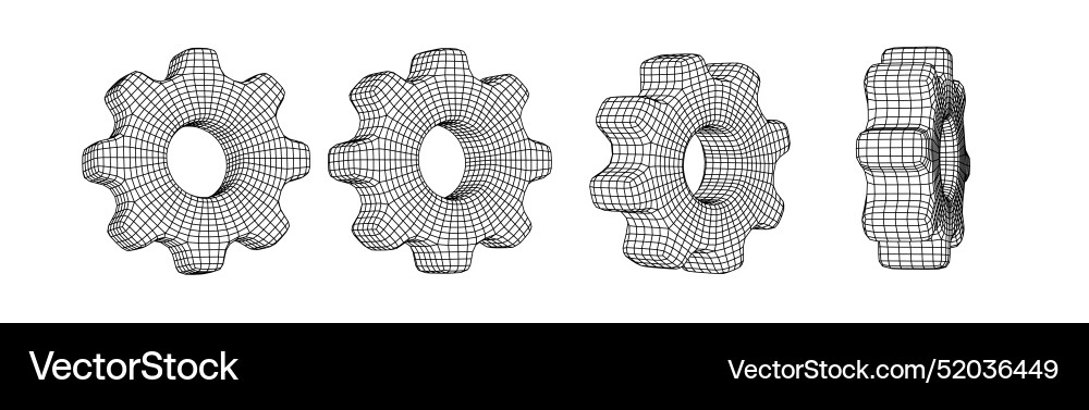 3d gear and cogwheel wireframe mesh icon Vector Image