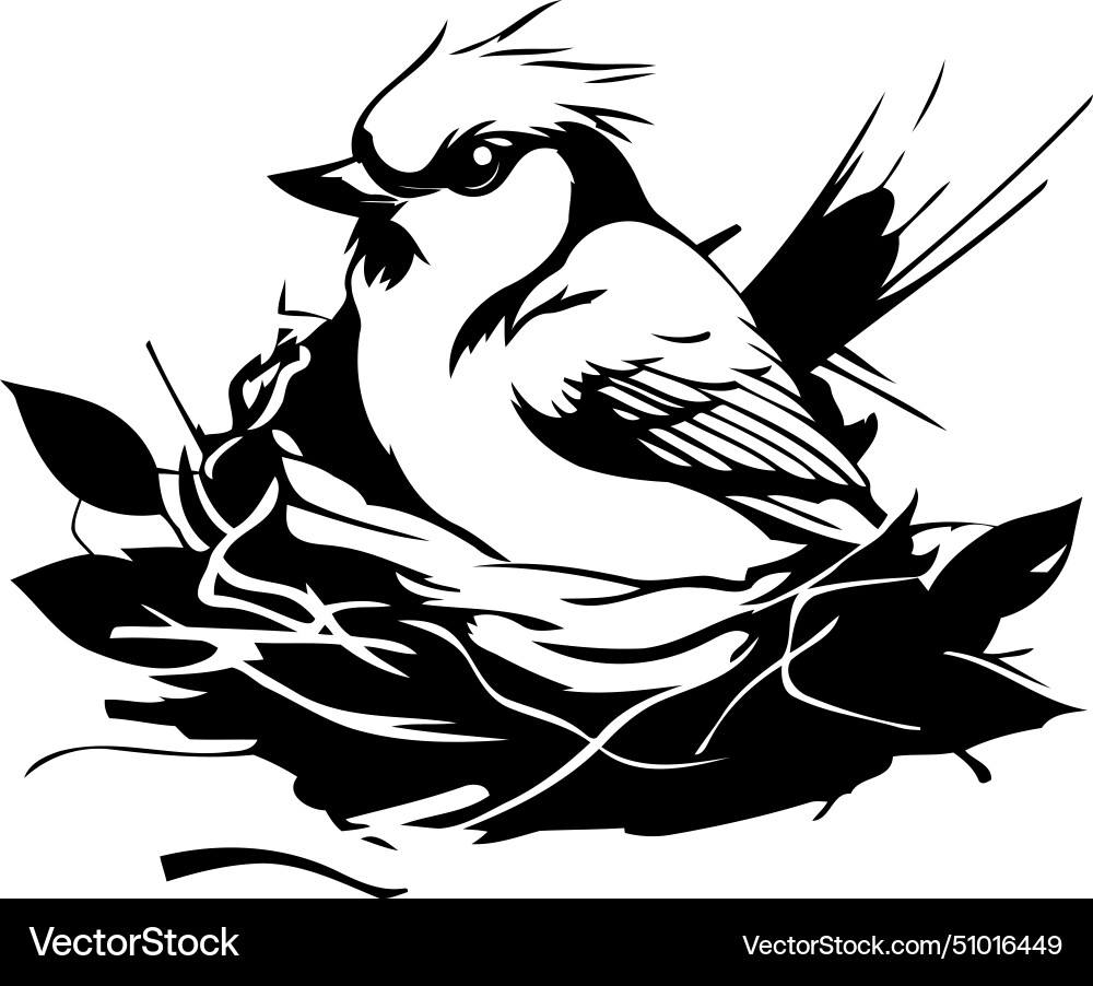 Bird in the nest Royalty Free Vector Image - VectorStock
