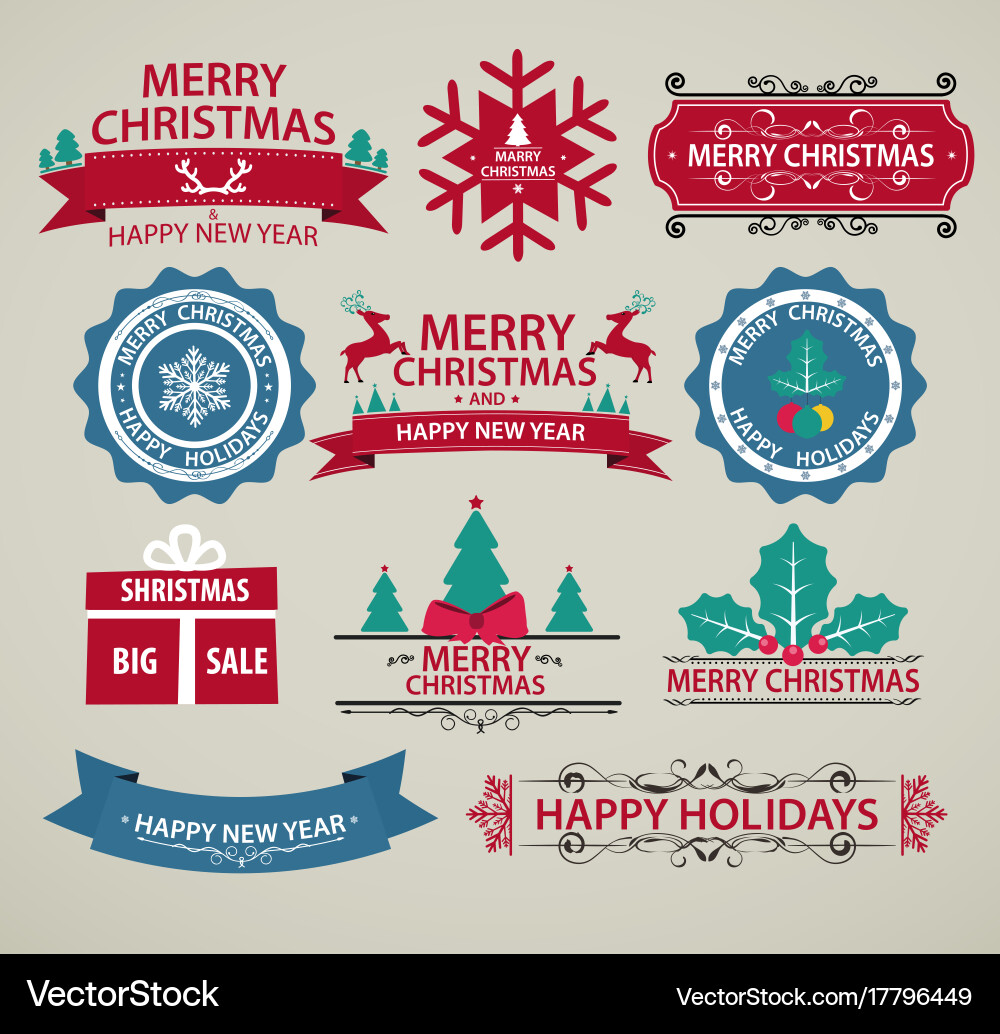 Christmas decoration set of calligraphy Royalty Free Vector