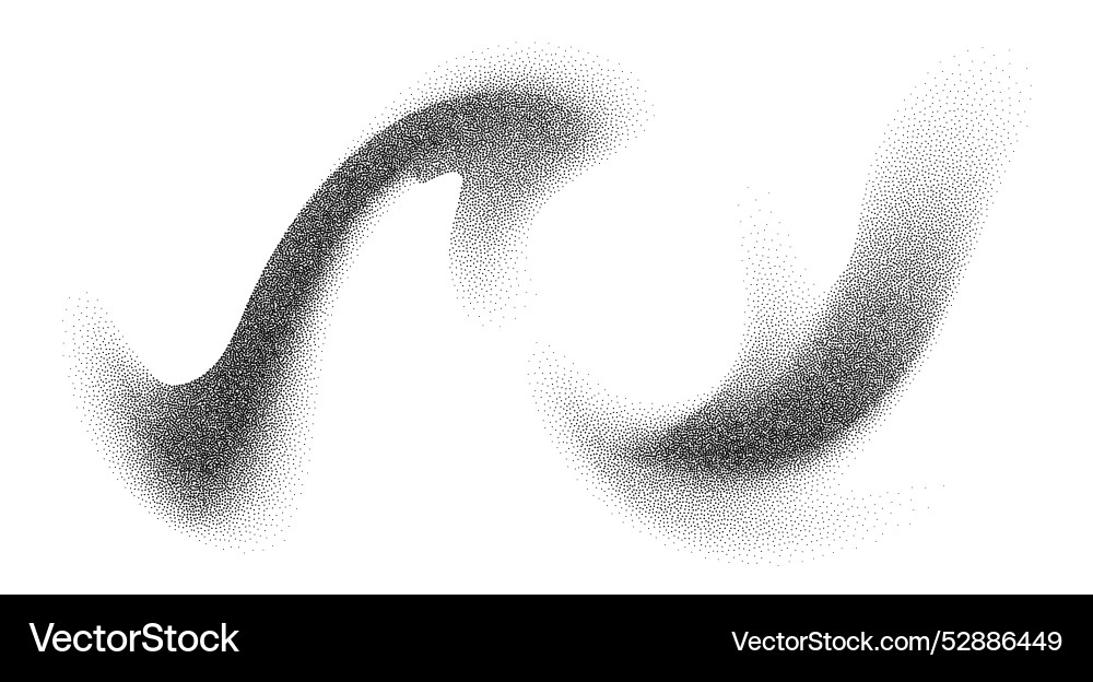 Dotwork abstract shapes black grain texture Vector Image