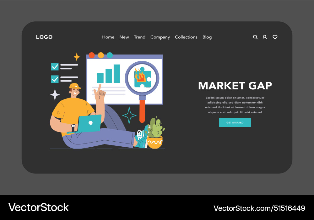 Exploring the market gap flat Royalty Free Vector Image