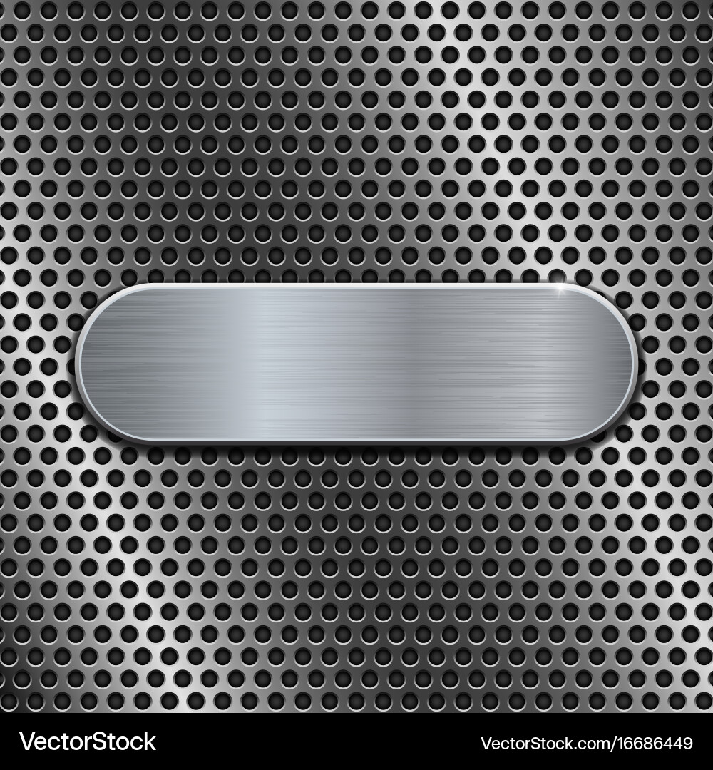 Metal oval plate on perforated background Vector Image