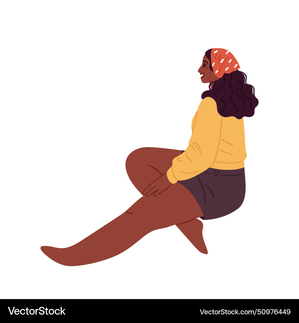 Smiling woman sitting Royalty Free Vector Image