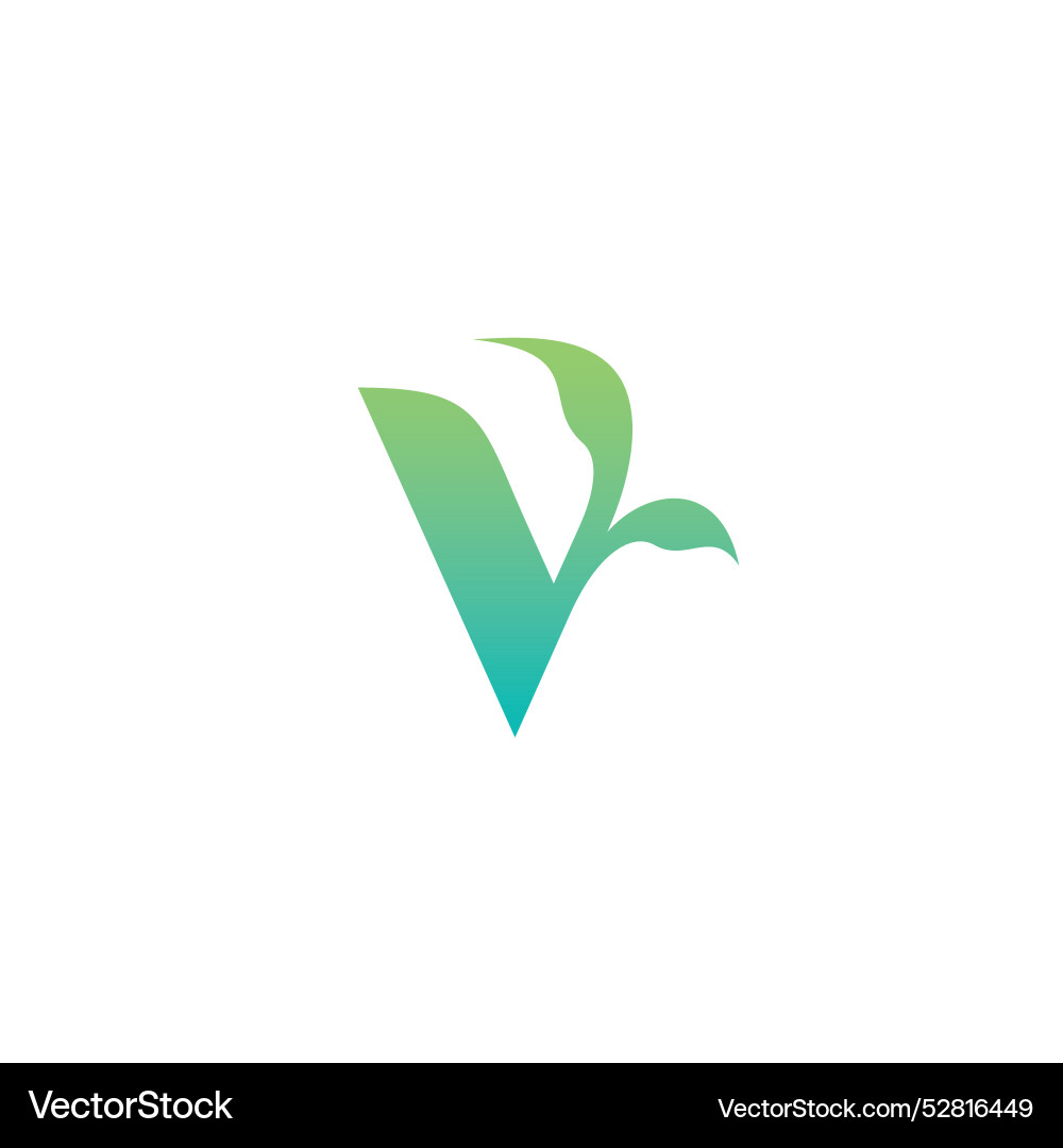 V leaf organic logo design letter leaves Vector Image