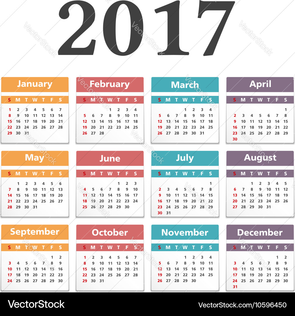 2017 calendar Royalty Free Vector Image - VectorStock