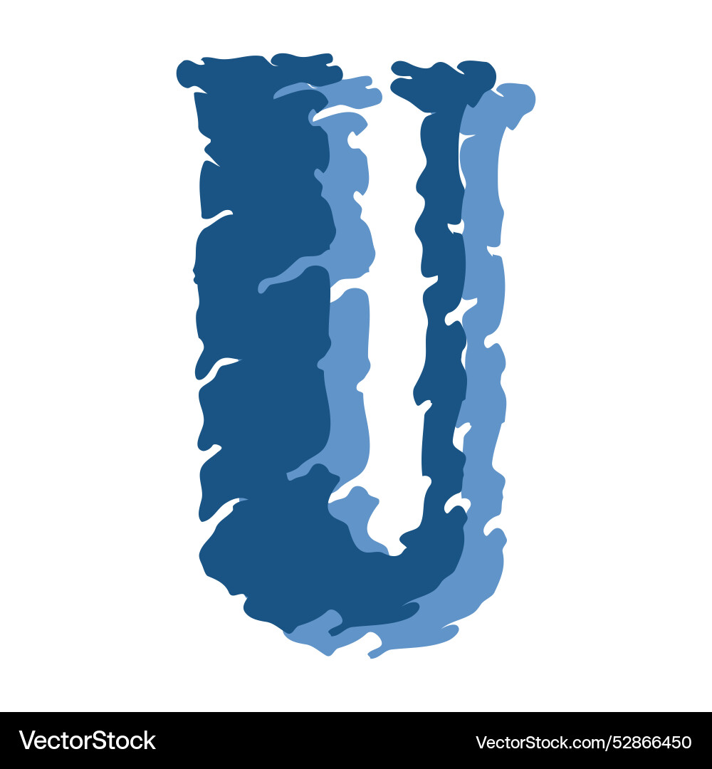 Art stone initial caps font capital letter u Vector Image