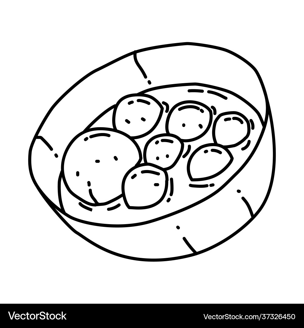 Bakso icon doodle hand drawn or outline style Vector Image