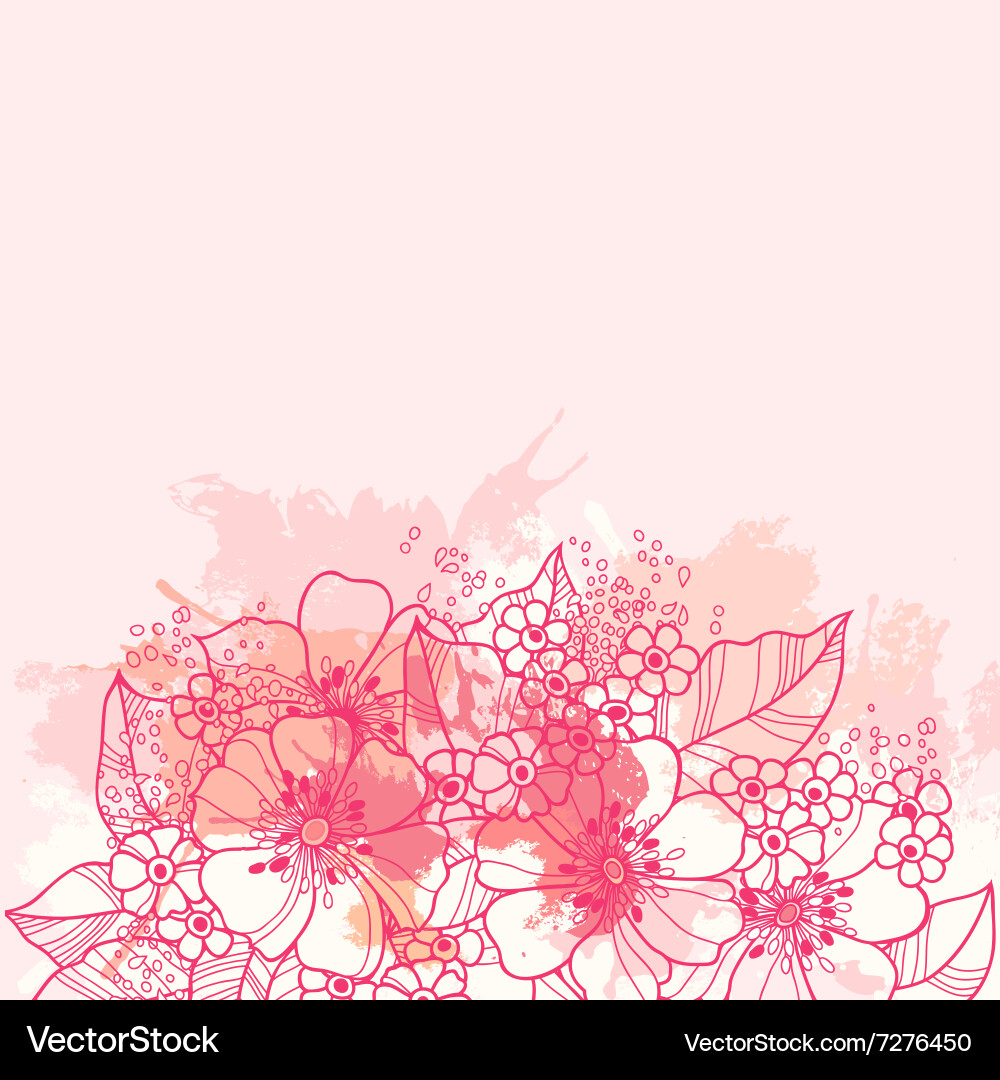 Beautiful pink background with abstract flowers Vector Image