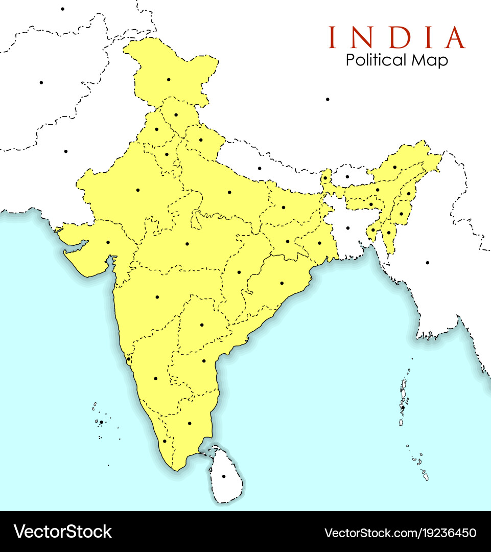 Detailed India Map - States & Boundaries Vector Image