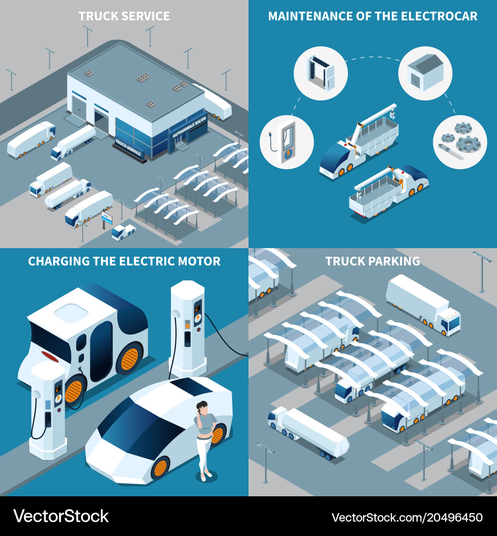 Electric vehicles isometric design concept Vector Image