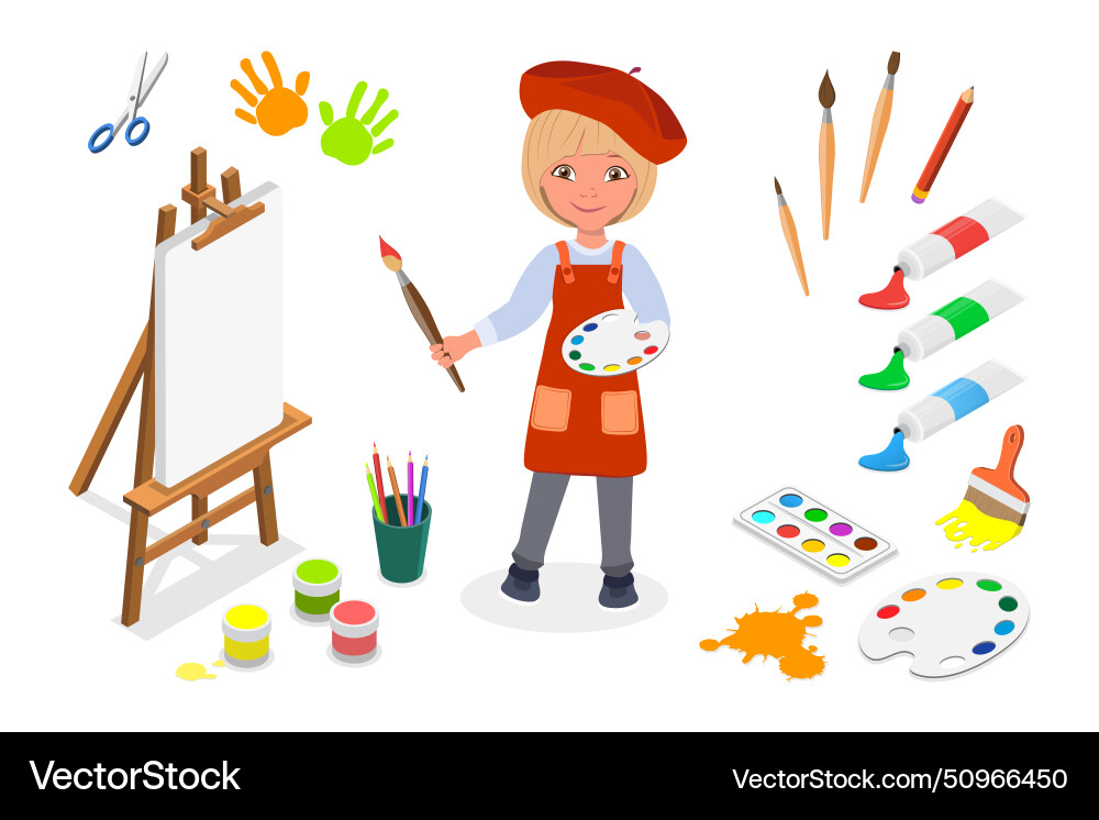 Flat of painting Royalty Free Vector Image - VectorStock